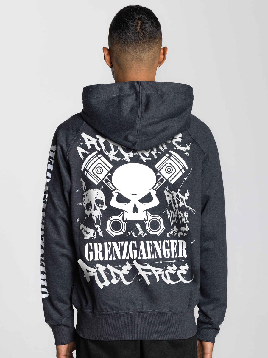 24h Skull Night Zipper - charcoal grey